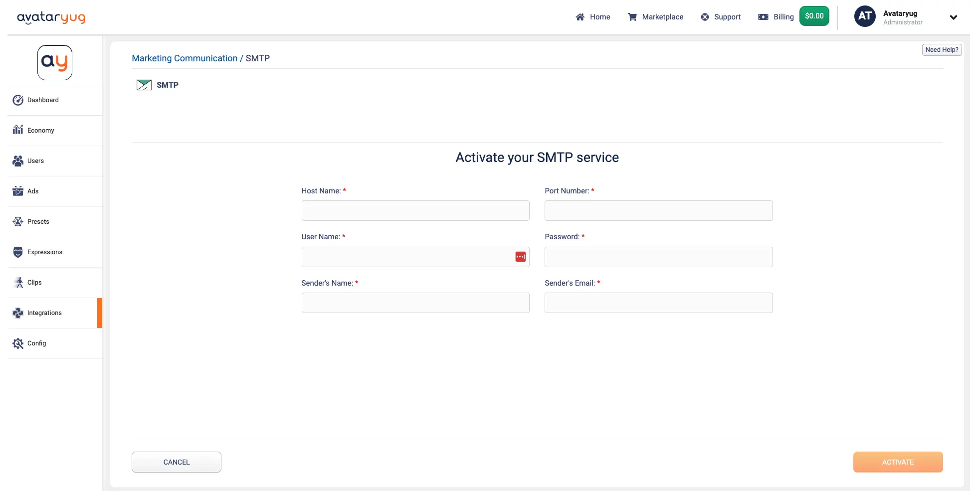 SMTP integration in Avataryug - Knowledge Hub | Avataryug